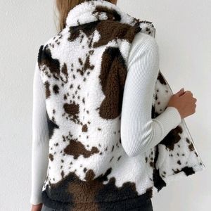 Jackets & Coats | New Cow Print Teddy Vest Coat | Poshmark